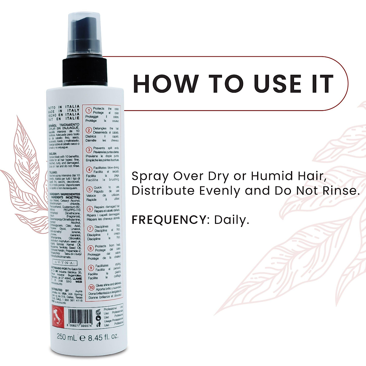 Avyna Pozione 10 Leave In Spray Hair Conditioner Treatment