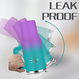 YPNMR 40 oz Tumbler with Handle and Straw Lid, Vaccum Insulated Stainless Steel Travel Mug, Leakproof Big Capacity Gradiant Cup