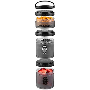 Whiskware Star Wars Stackable Snack Containers for Kids and Toddlers, 3 Stackable Snack Cups for School and Travel, Stormtrooper and Darth Vader