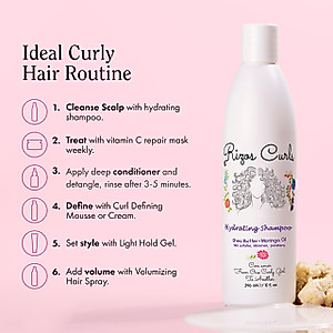 Rizos Curls Hydrating Shampoo, Gently Cleanse, Deeply Moisturizes & Nourishes Scalp, Soft & Healthy Hair from Shea Butter & Moringa Oil, For All Hair Types 1a - 4c, 10 oz