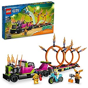 LEGO City Stuntz Stunt Truck & Ring of Fire Challenge 60357 with Flywheel-Powered Motorcycle Toy and Minifigures, Fun Gift for Kids Ages 6 Plus, 2023 Set