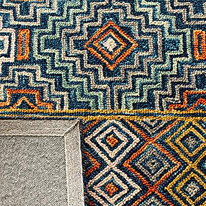 Safavieh Aspen Collection 9' x 12' Blue/Gold APN273M Handmade Boho Wool Area Rug