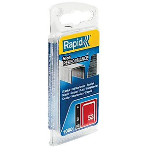 Rapid High Performance Staples, No.53, Leg Length 8 mm, 40109503-1080 Pieces