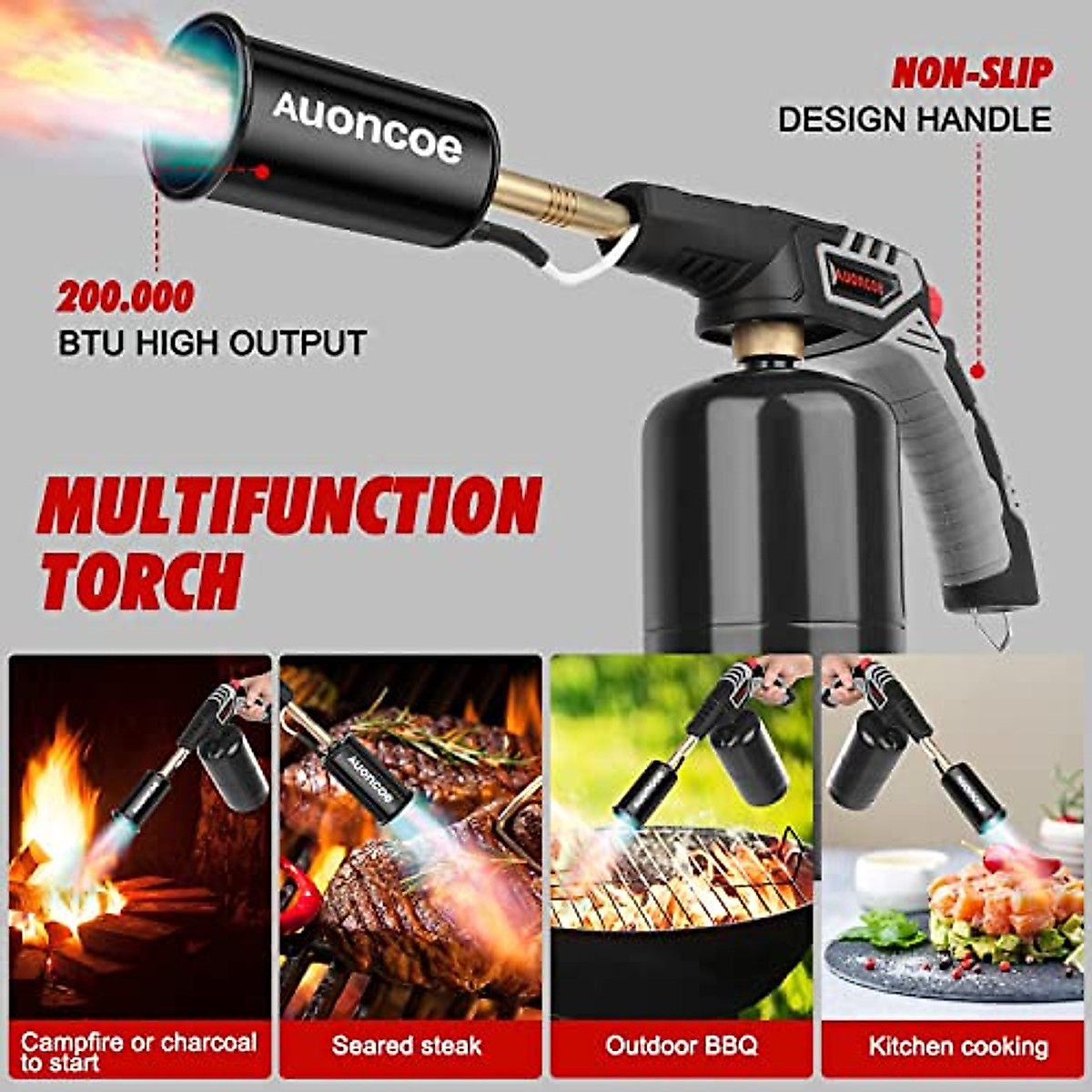 Cooking torch lighter - Kitchen butane torch - Propane culinary Blowtorch - For Searing Steaks and Creme Brulee - Sous Vide - Outdoor Charcoal Lighter or Campfire Starter