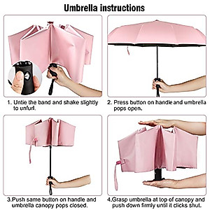 Shinok Travel Umbrella Compact Folding Sun Umbrellas Lighweight Auto Open Close for Women Parasol Pink