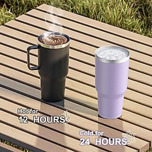 AUSOR 30 oz Tumbler with Lid and Straw,Water Bottle,Insulated Tumbler for Hot & Cold,Purple & Blue