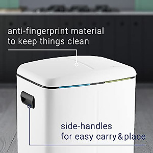happimess Open Double Bucket Soft Close Step Trash Can, 10.5 Gallon, White