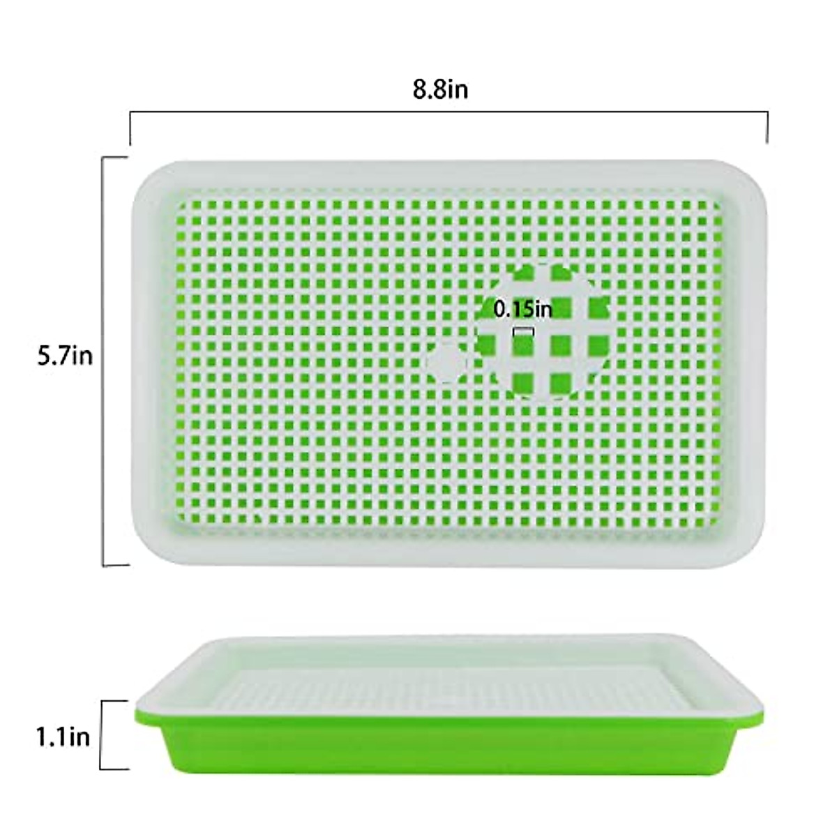 QHC KOCK 6-Pack Seed Sprouter Tray BPA Free PP Soil-Free Big Capacity Healthy Wheatgrass Grower Sprouting Container Kit Wheatgrass Cat Grass Seedling Planting Storaging Trays for Garden Home Office