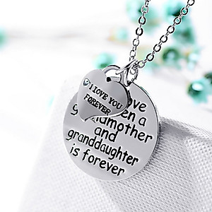 Blerameng Christmas Mother's Day Gift The Love Between a Grandmother and Granddaughter is Forever and I Love You Forever Thanksgiving Pendant Necklace