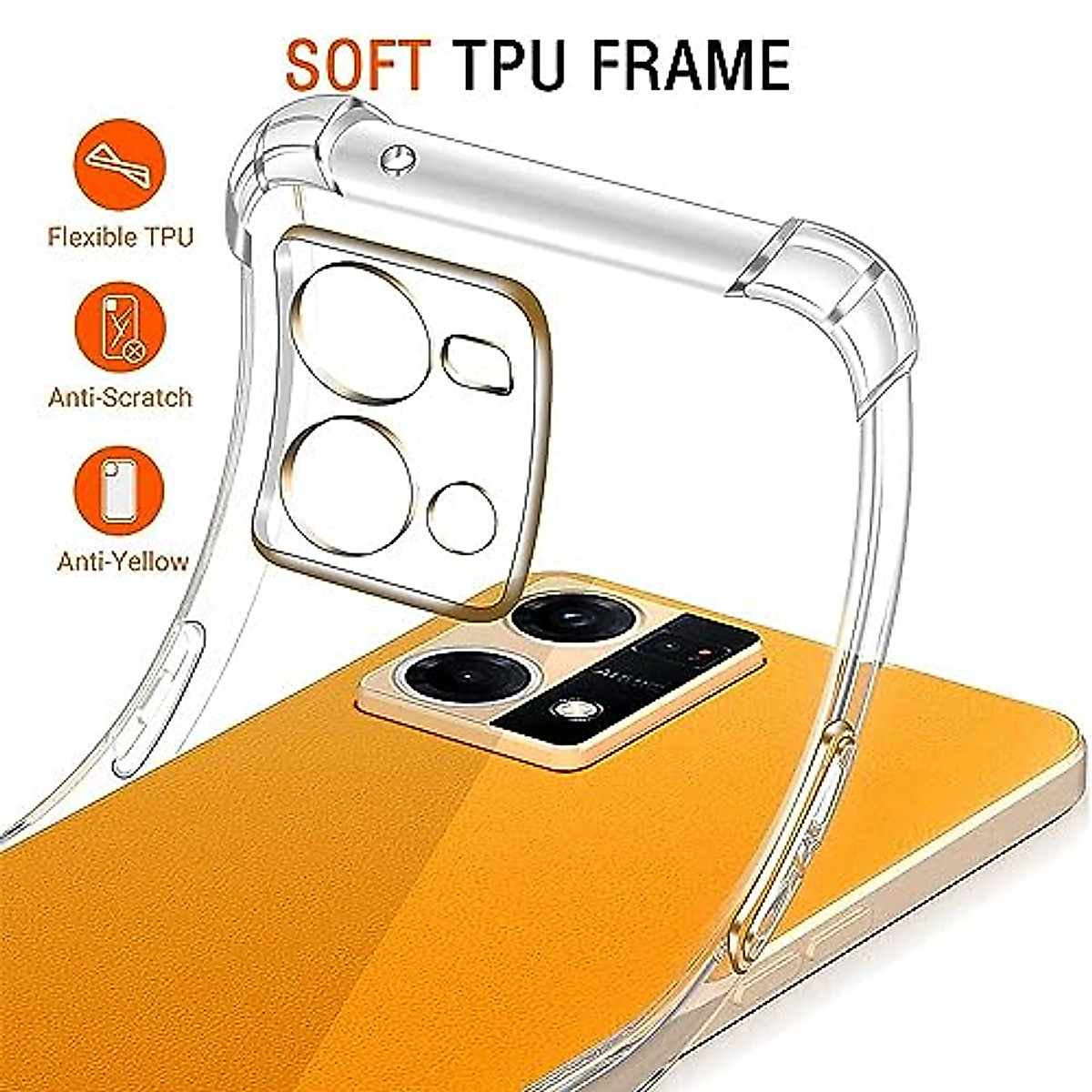 USTIYA Case for Reno 7 (No for 5G) / Oppo F21 Pro Clear TPU Four Corners Protective Cover Transparent Soft funda
