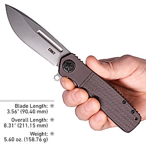 CRKT Homefront EDC Folding Pocket Knife: Assisted Open Everyday Carry, Sandvik 12C27 Plain Edge Blade, Liner Lock, Aluminum Handle K252GXP, Dark Gray
