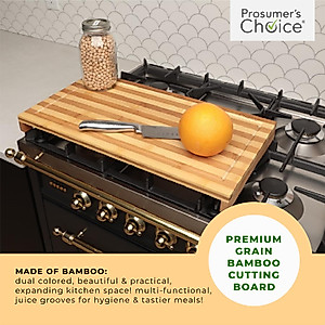 Prosumer's Choice Premium Bamboo Large Cutting Boards | Stovetop Cover with Juice Grooves For Kitchen | Large Wooden Butcher Block for Turkey, Meat, Vegetables, BBQ with Adjustable Legs, 11 X 21.25