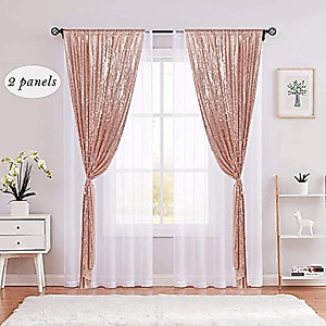 Sequin Backdrop Curtain Eternal Beauty Glitter Sequin Background for Wedding Party Decor (2 Panels, W2 x H8FT,Rose Gold)
