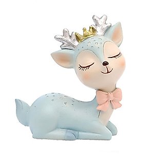 Deer Valentines Day Décor Mini Tabletop Collectible Figurines Home Decor for Girl Sweet Lover Gifts Baby Shower Birthday Cake Toppers Garden Ornaments Office Desk Decoration Farmhouse Knick knacks
