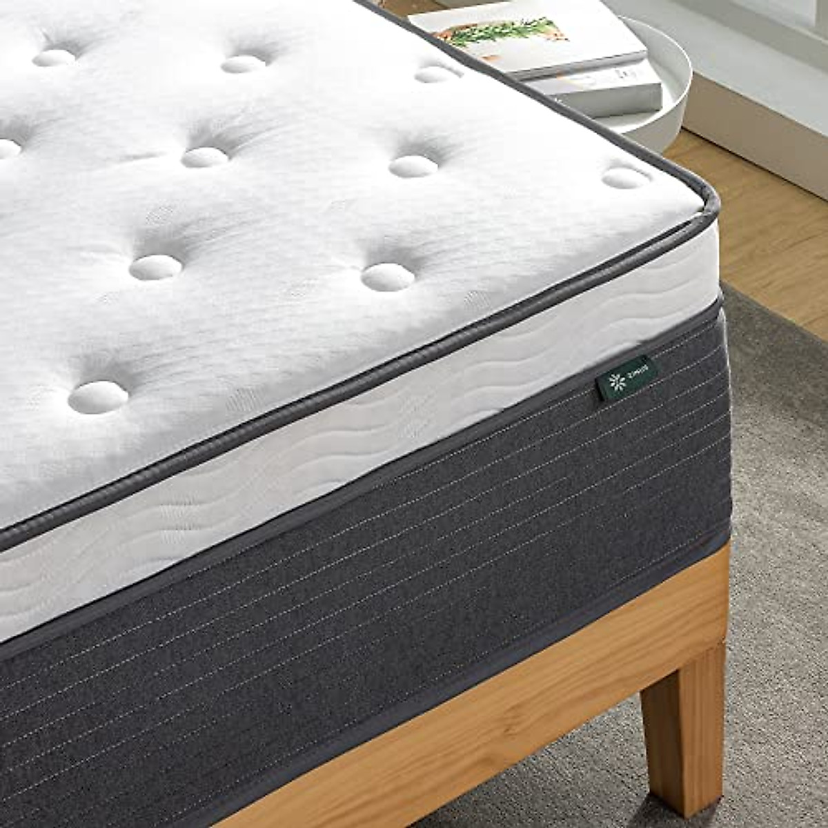 ZINUS 13 Inch Comfort Essential Pocket Spring Hybrid Mattress, King, Pressure Relieving Support, CertiPUR-US Certified, Mattress in A Box
