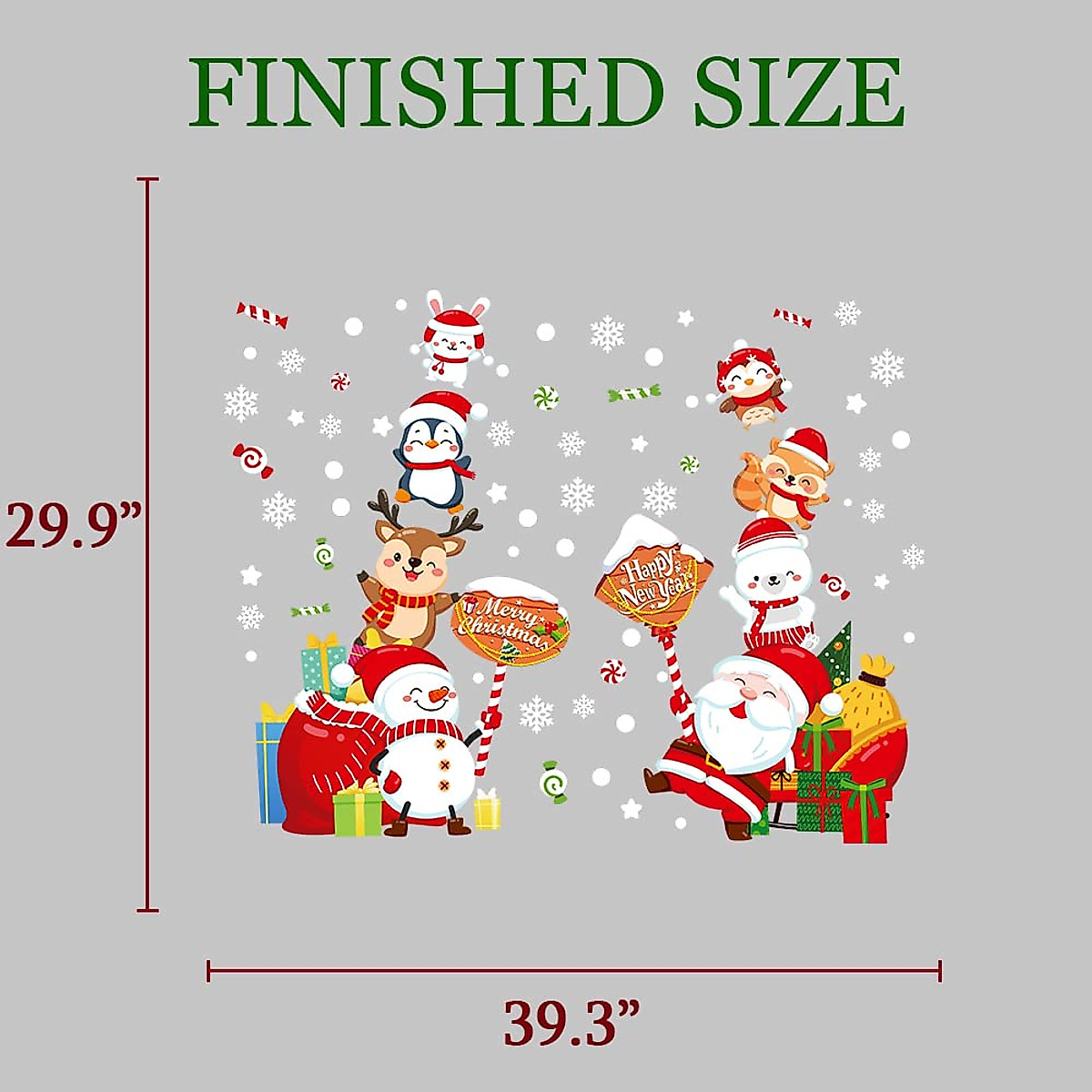 GGBOY Christmas Wall Decals, Santa Claus Christmas Wall Stickers Removable, Xmas Snowman Christmas Vinyl Wall Decal, Christmas Window Clings Stickers Decals for Wall Window Kid Room Bedroom Decoration