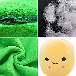 Giant Peas in A Pod Plush Toy Pea Pod Pillow Cute Pea Stuffed Toys Plant Doll Various Sizes (Yellow Beans,9.8''/25cm)
