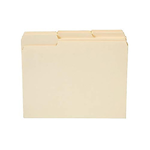 Staples 246850 100% Recycled Manila File Folders Letter 3-Tab 100/Box (246850)