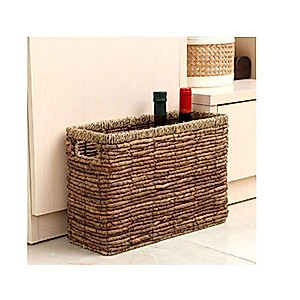 KXA Straw Magazine Basket Storage Basket Magazine Basket Rectangular Storage Basket Vintage Chinese Finishing Basket 26 38 15cm