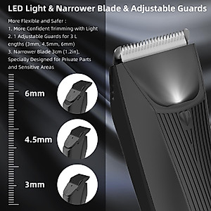 INVJOY Manscape, Body & Pubic Hair Trimmer for Men w/Light - No Nick, No Cut, Ball Trimmer Men - No Razor Burn Groin, Body Groomer Shaver, IPX7 Waterproof Electric Razor w/Recharge Dock, Gift for Men