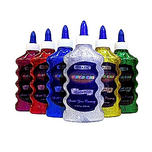 Basic 6 Color Glitter Glue Set, 6.7oz - 200 ml Bottles (Green, Gold, Red, Silver, Blue, and Purple)