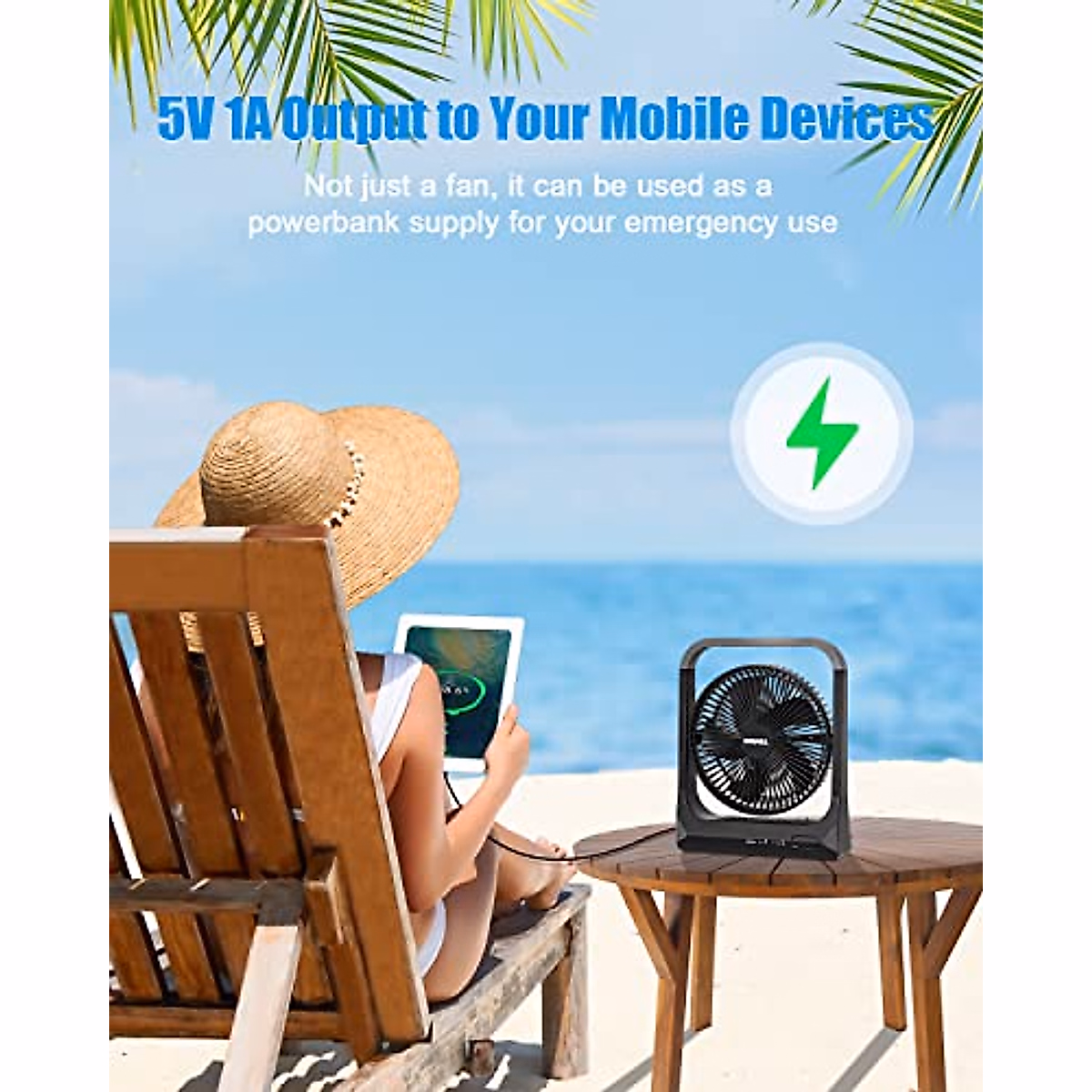 FRIZCOL Portable Fan Rechargeable - 10400mAh Battery Operated Fan(28Hrs work time) - Personal USB Desk Fan - Battery Powered Fan use for Bedroom, Desk, Table, Office, Camping and Outdoor