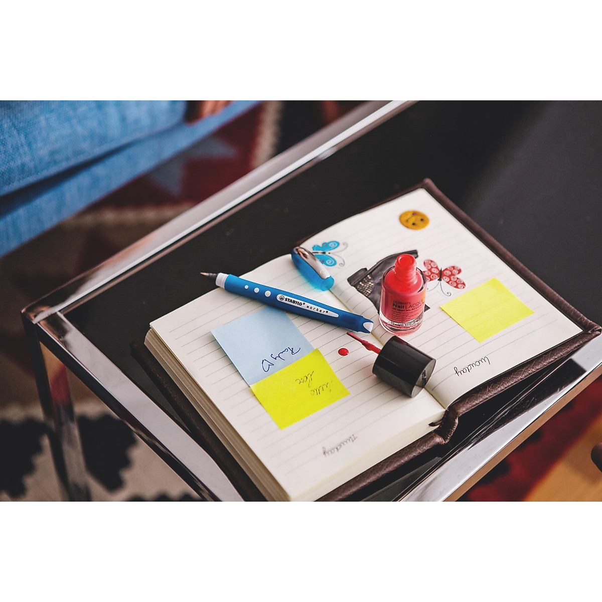 Stabilo 2019/41 Worker Colorful Rollerball Pen Medium 0.8mm Tip 0.5mm Line Blue Ref 2019-41 [Pack of 10]