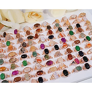 YITANA Bulk Rings Wholesale 100 Pack Crystal Ring Jewelry for Boutiques (100PCS Mixed-Rose Gold)