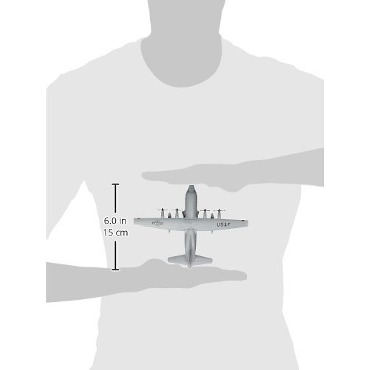 Daron Worldwide Trading Postage Stamp USAF C-130 1/200 Spare 617 Airplane Model, White