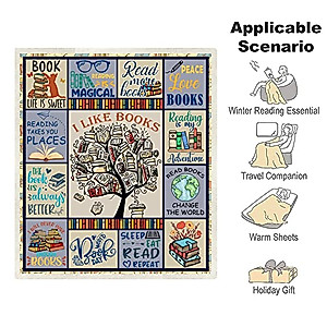 Book Lovers Gifts, Gifts for Book Lovers Women Men, Librarian Gifts, Bookworm Gifts, Literary Gifts, Best Gifts for Reading Lovers, Ultra Soft Warm Sherpa Throw Blanket for Couch Bed 50 x 60