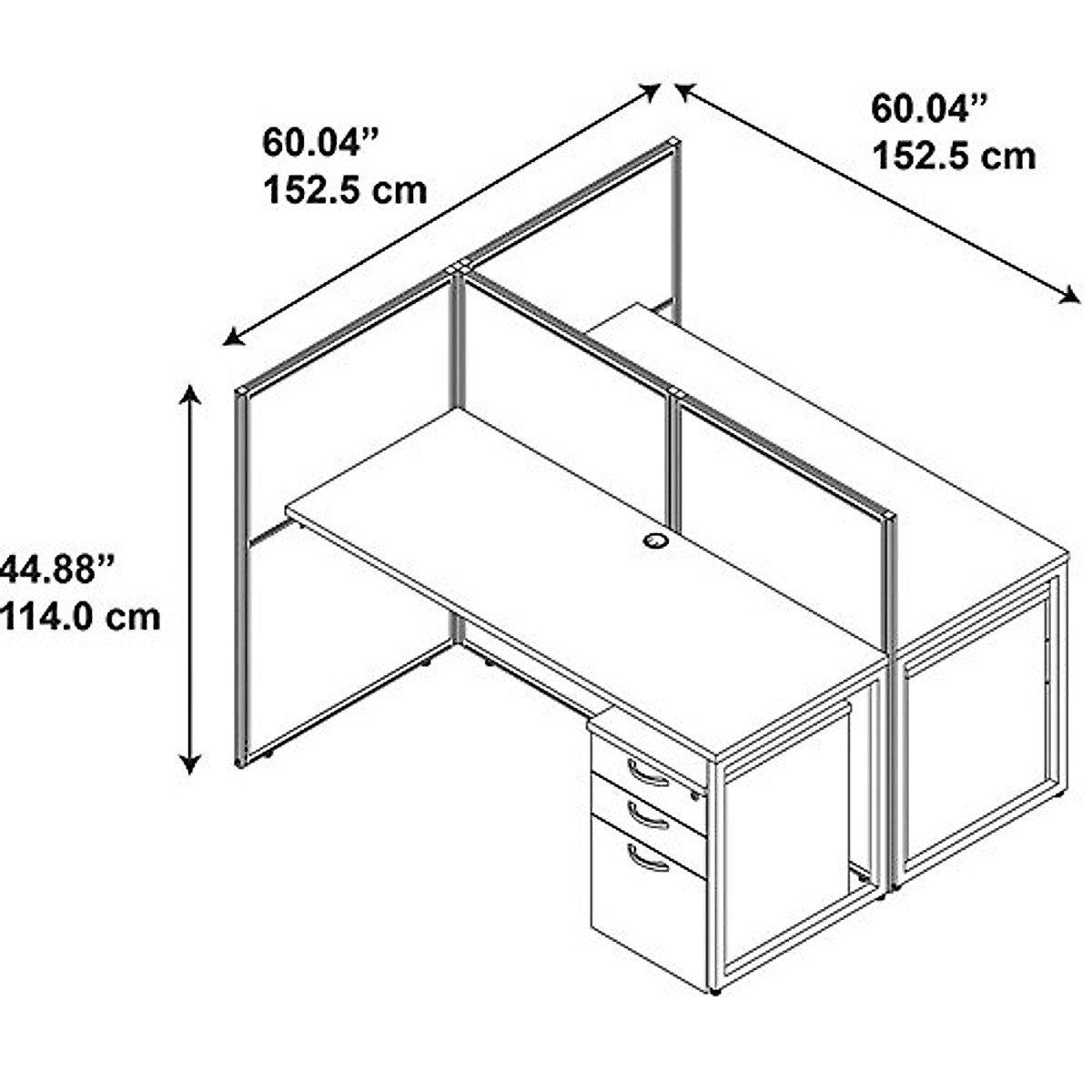 Bush Business Furniture Easy Office 2 Person Cubicle Desk with File Cabinets, 60W x 45H, Mocha Cherry Satin