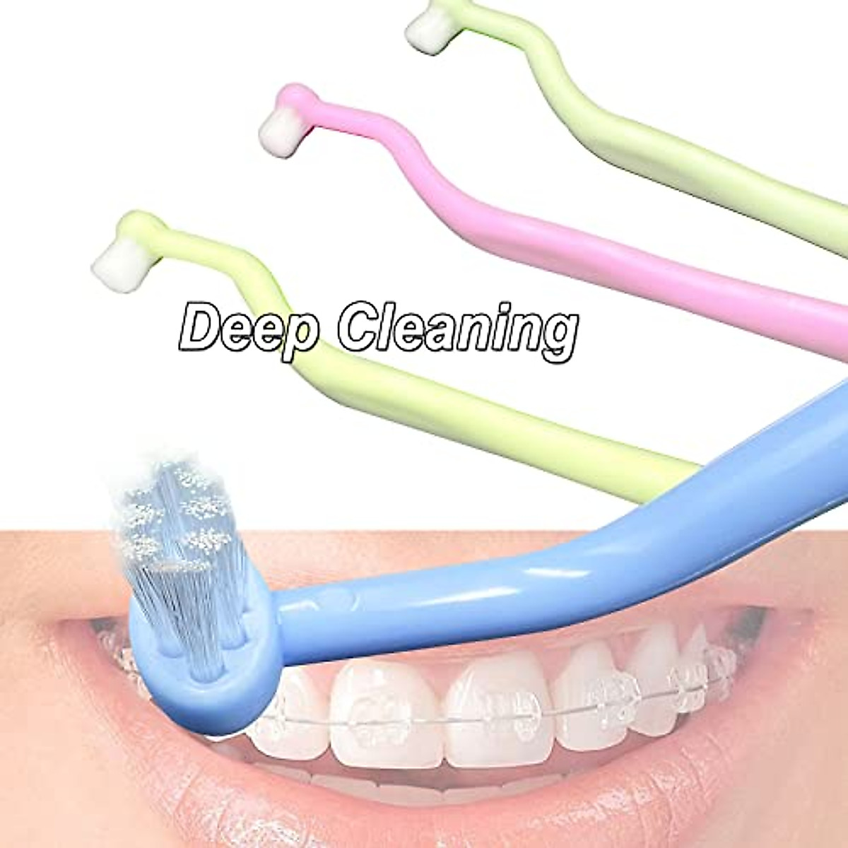 HRASY Orthodontic Toothbrush Small Tuft Toothbrush Tiny Compact Interspace Brush for Dental Implants, Braces and Teeth Detail Cleaning, 4 Pieces (4 Colors D)