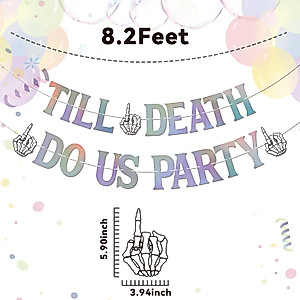 Till Death Do Us Party Banner - Bride or Die Sign, Halloween Wedding Party Decorations, Halloween Theme Bridal Shower Bachelorette Party Fireplace Mantle Decorations Holographic