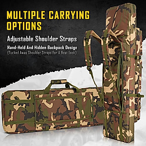 DULCE DOM 36 inch Double Case Soft Bag Gun Case, Perfect for Pistol Storage and Transportation, All Around Shooting Range Rifle Backpack, Indoor Outdoor