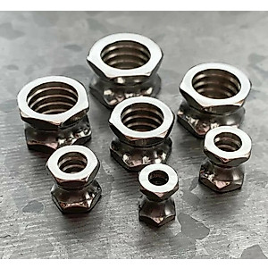 Lobal Domination PAIR of Steel Hexagon Screw Bolt Tunnels Double Flare Plugs Earlets Gauges (00g (10mm))