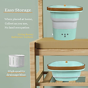 Mini Foldable Washing Machine for Baby Clothes, Underwear or Small Items, Foldable Portable Turbine Washer with Drain Basket for Apartment Dorm, Camping, Travelling, Gift for Friend or Family