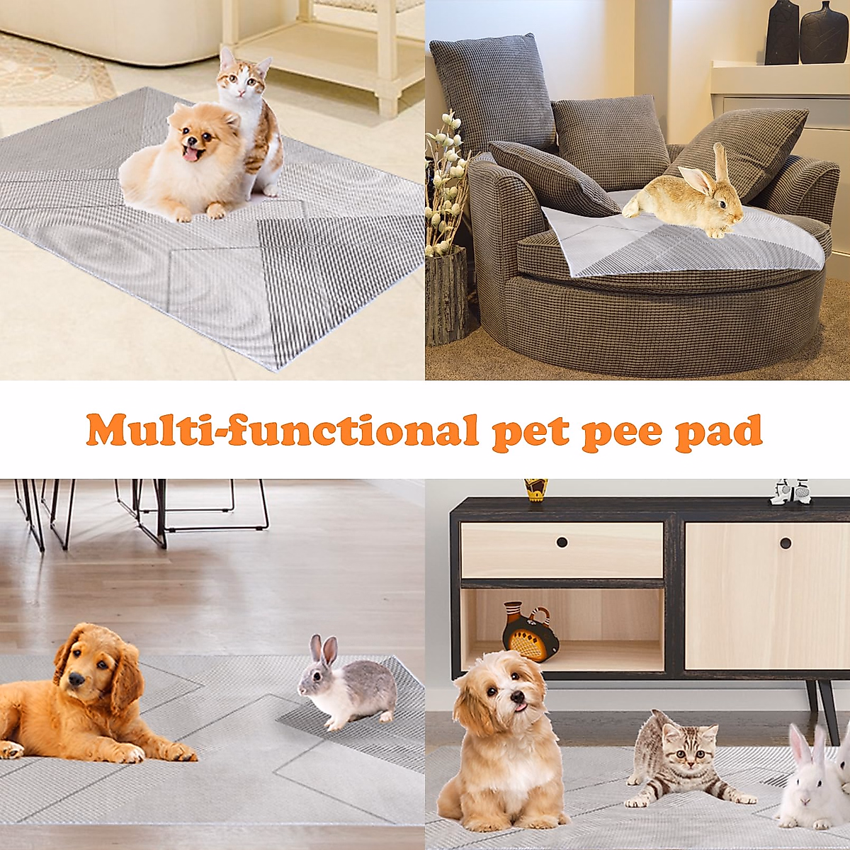 MUYG Guinea Pig Liners for Cage,39"×78" Washable Rabbit Cage Liner Reusable Small Animals Bedding Pads with Anti Slip Super Absorbent Mats for Ferrets Chinchillas Hamster Bunnies