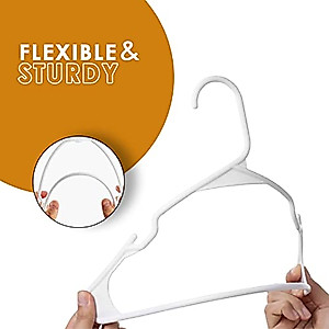 Plastic Hangers 50 Pack Heavy Duty Clothes Hangers - Streamline Your Closet with Durable,Flexible, Non-Slip, Space-Saving Design for Shirts, Pants, Dresses, and More