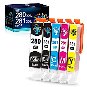 H&BO TOPMAE Compatible Canon Ink 280 and 281 Cartridges 280XXL 281XXL PGI-280XXL CLI-281XXL Ink Cartridge for Canon Pixma TS6320 TR8520 TR7520 TS9120 TS6120 TS8120 TS9521C Printer Tray(5 Pack
