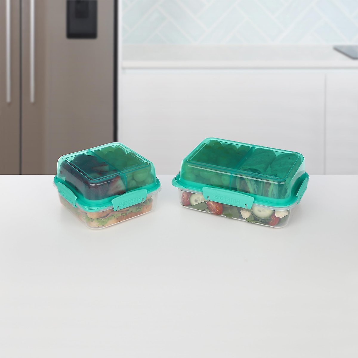 Sistema 1.24L Lunch Stack Square to Go Assorted Colours, Polypropylene, 1.24 Litre