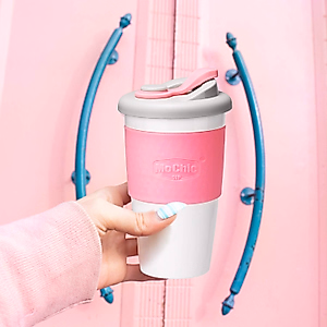 MOCHIC CUP Reusable Coffee Cup with Lid Portable Travel Mug with Non-Slip Sleeve BPA Free Dishwasher and Microwave Safe Friendly Coffee Mug (Pink,16oz)