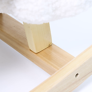 Hopscotch Squad Rainbow Rocker Fully Assembled Natural Wood Rocking Horse with Soft Fleece Multi-Color Puffy Plush Clouds