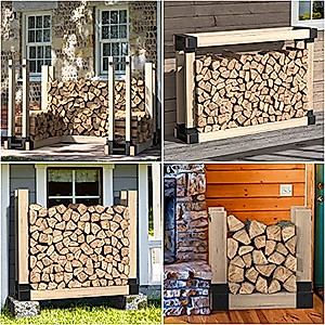 Mr IRONSTONE Firewood Log Storage Rack Bracket Kit, Adjustable Wood Rack Length Based on the Amount of Wood, for Outdoor Indoor Patio Deck Metal Log Holder Outdoor Tools with 34 Accessories