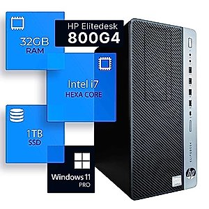 HP EliteDesk 800G4 Tower Desktop Computer | Hexa Core Intel i7 (3.4) | 32GB DDR4 RAM | 1TB SSD Solid State | Windows 11 Professional | Home or Office PC (Renewed), Black