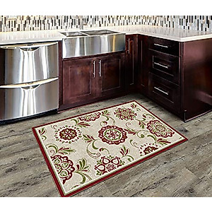 Brumlow MILLS Samara Home Indoor Area Rug with Traditional Floral Print Pattern for Living Room Decor, Dining Room, Kitchen Rug, or Bedroom Carpet, 30" x 46", Red