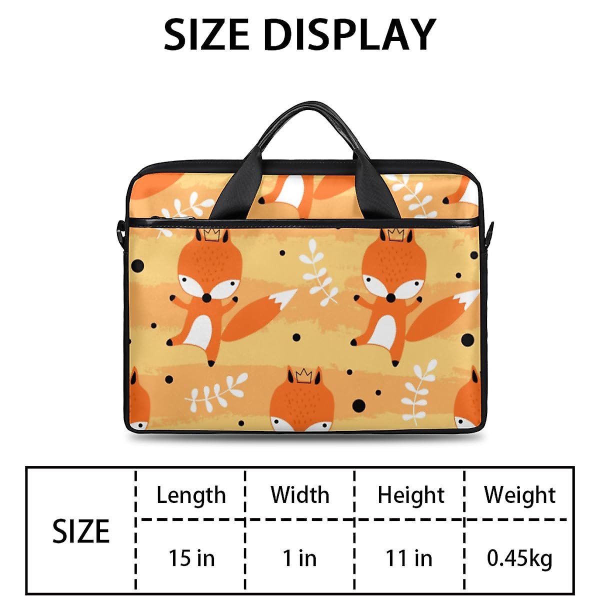 Princess Fox Laptop Computer Bag Waterproof Shoulder Messenger Bag 13-15 inch Durable Laptop Tote Bag with Shoulder Strap Handle Lightweight Crossbody Briefcase