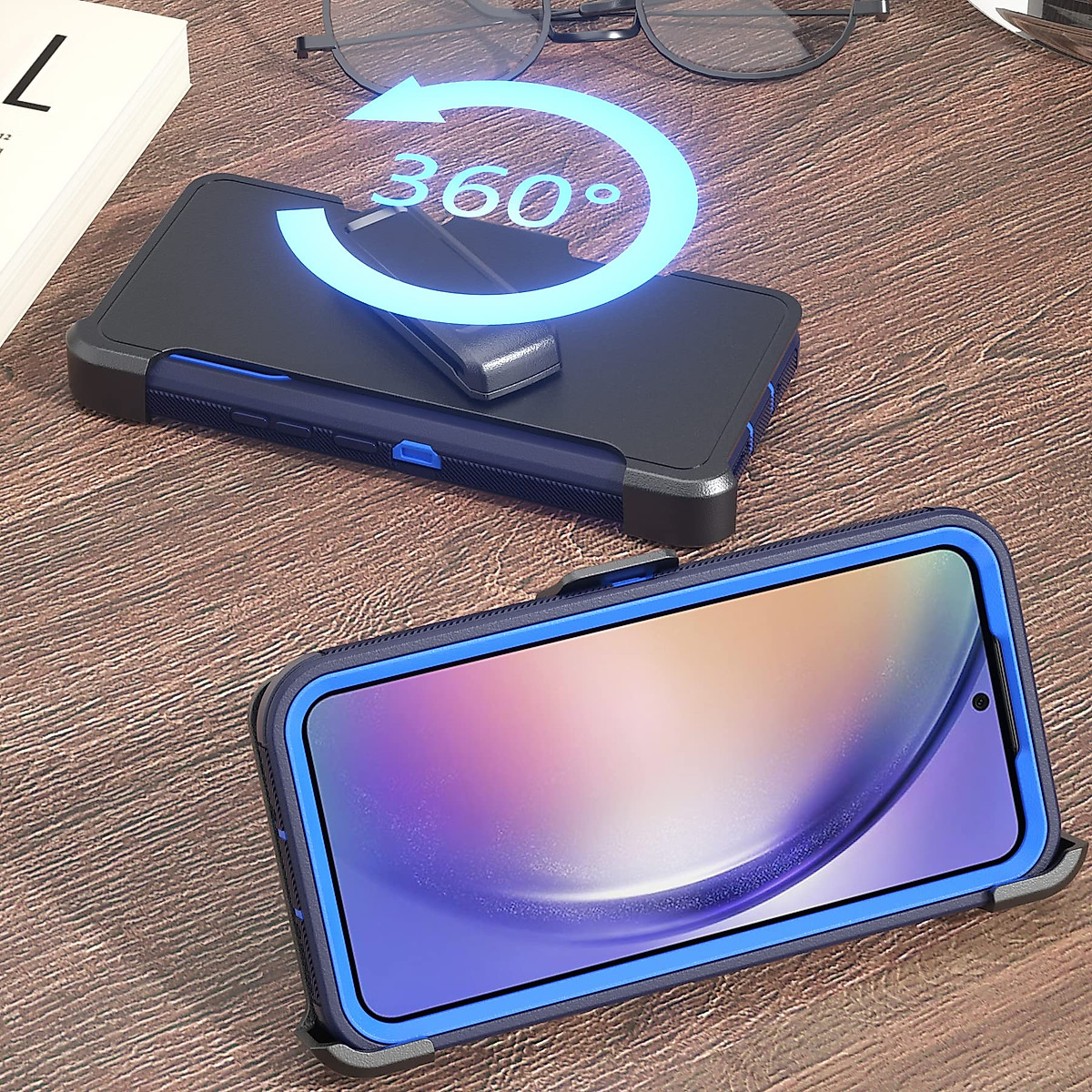 TASHHAR Phone Case for Samsung Galaxy A54 5G case,Heavy Duty Hard Shockproof Armor Protector Case Cover with Belt Clip Holster for Samsung A54 5G 2023 Phone Case (Navy Blue)