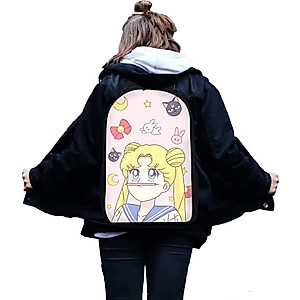 Anime Backpack Multifunction Laptop Bag with Two Zippers Cartoon Book Bag for Girl Teen 17 Inches