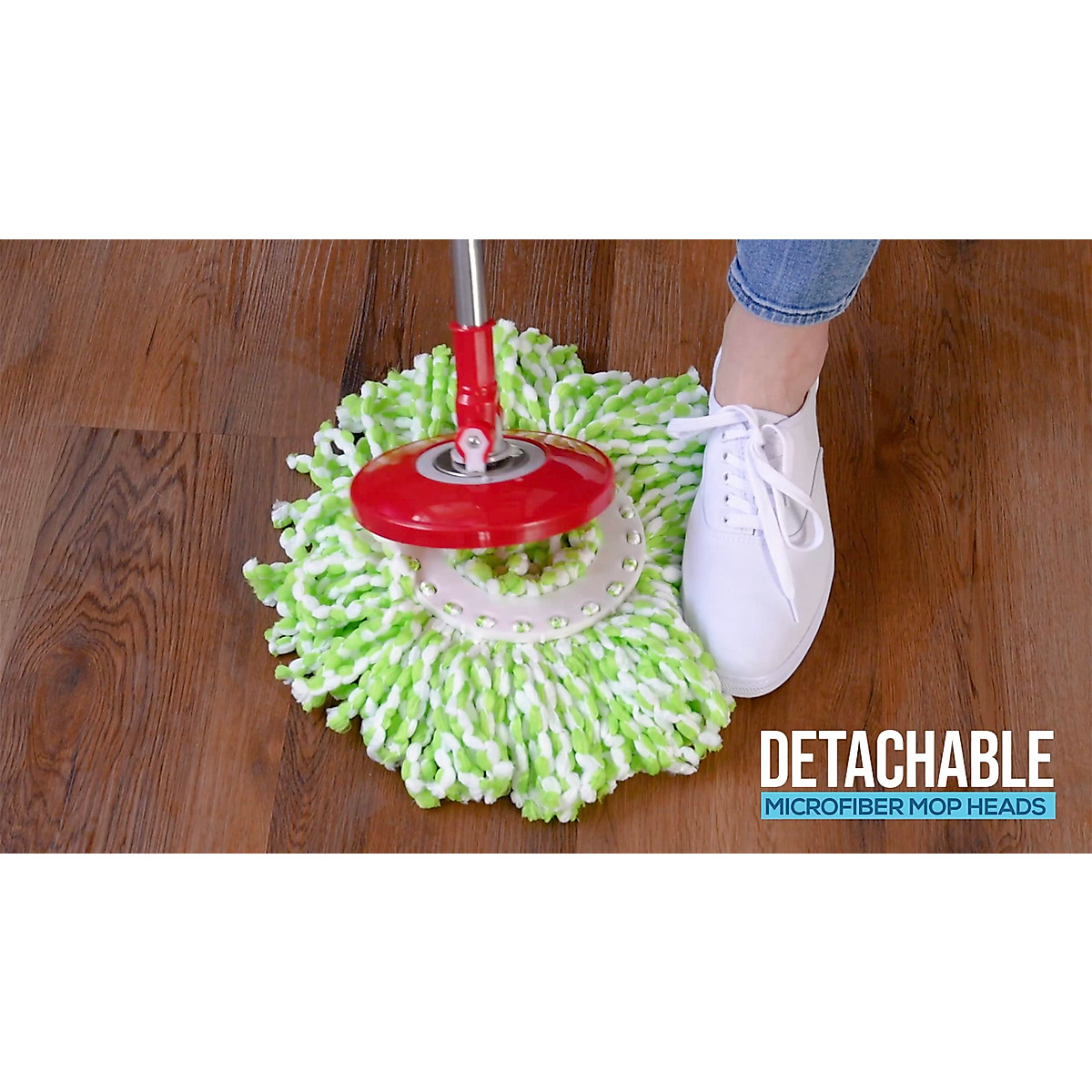 Simpli-Magic 79349 Spin Mop Kit with Three Mop Heads Included,16 x 11 x 11 inches, Red/Black