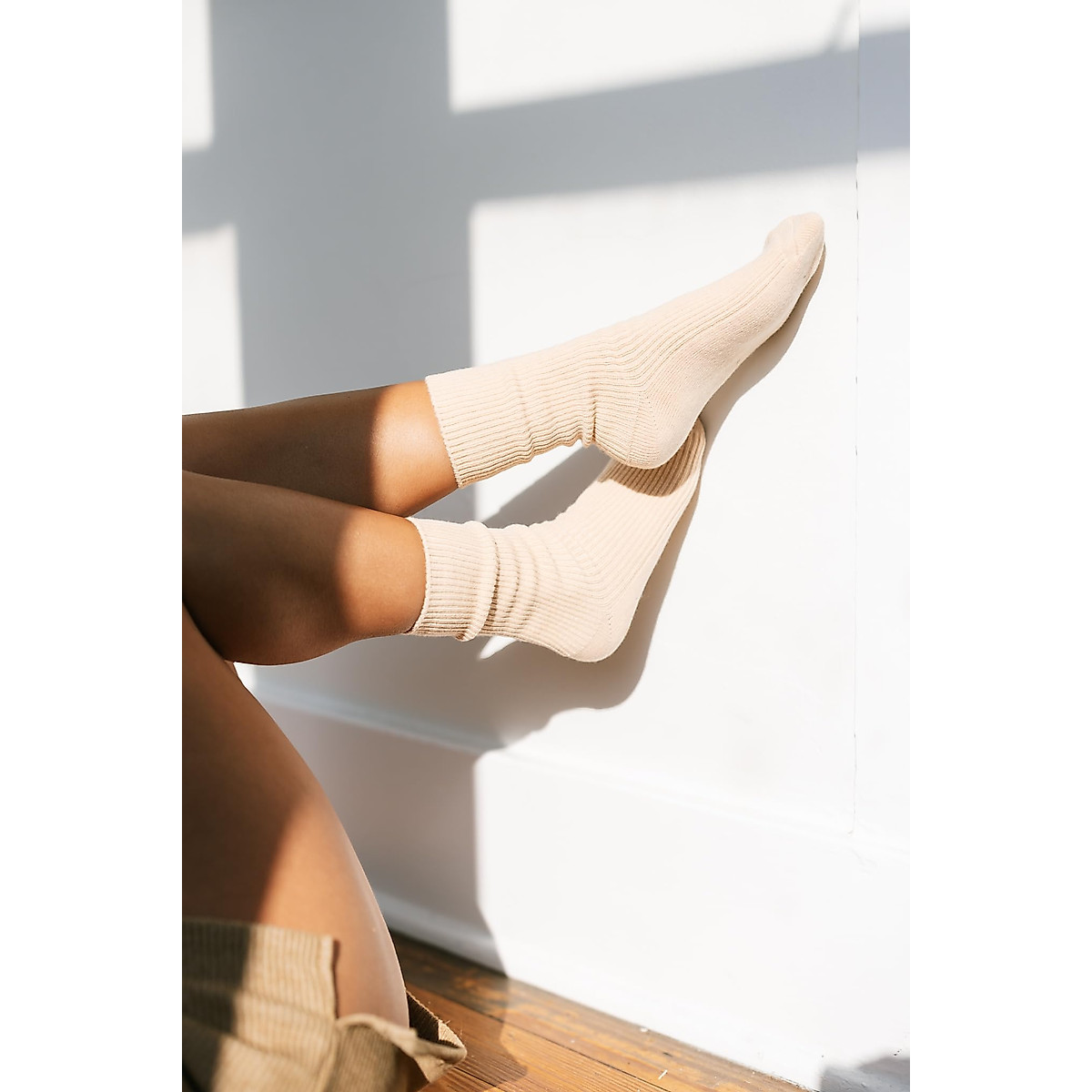 MELUSA 3 Pairs Cashmere Wool Socks for Women, Super Soft Warm Cozy Winter Gift Crew Socks (as1, numeric, numeric_5, numeric_9, regular, regular, Ivory)